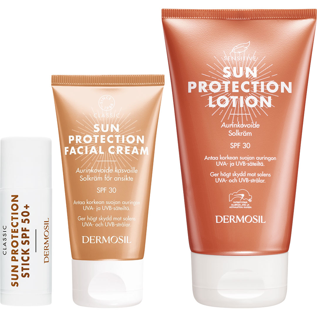 Solskydd för ansikte och kropp, SPF 25, SPF 30, SPF 50+ - Dermosil